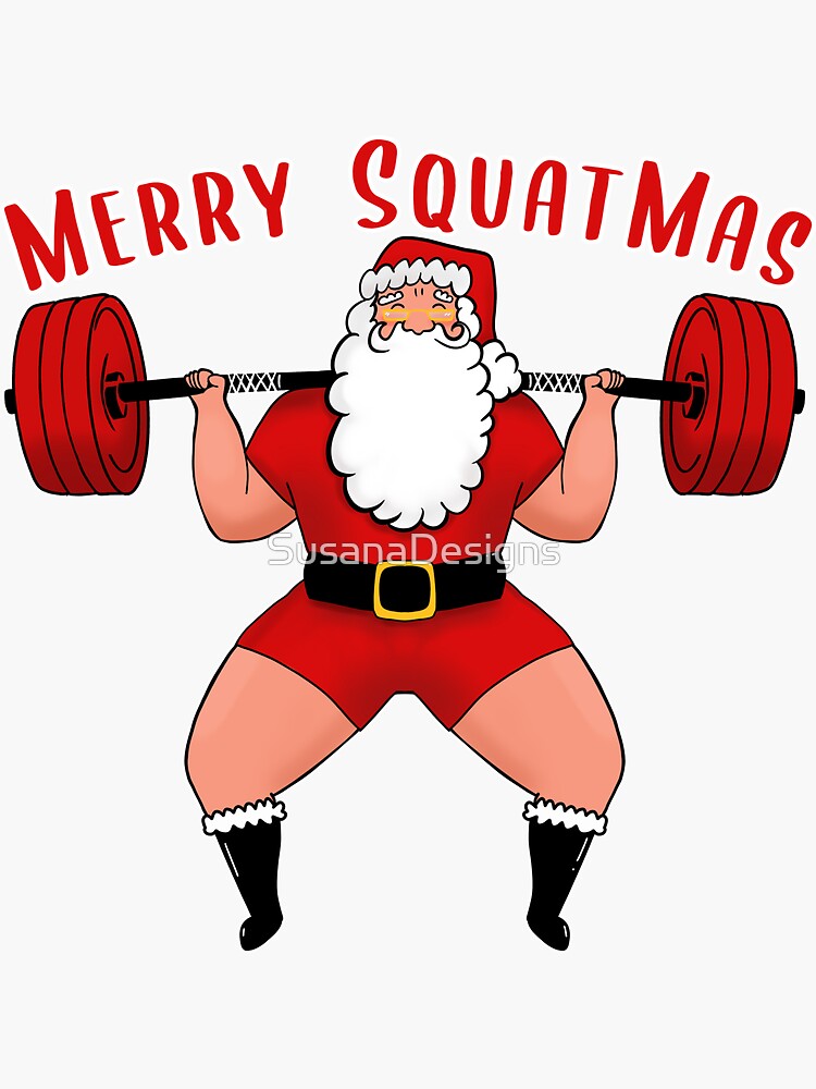 "Powerlifting Santa Squat Merry SquatMas" Sticker for Sale by ...