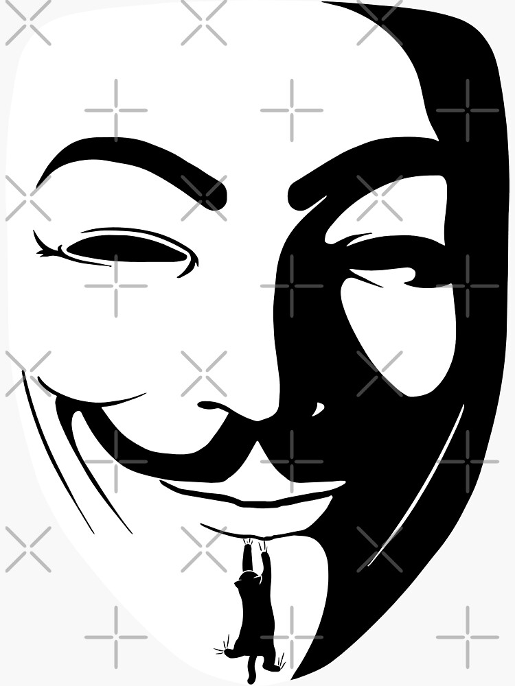 "Anonymoews Cat in Guy Fawkes Mask " Sticker for Sale by curiousQ ...