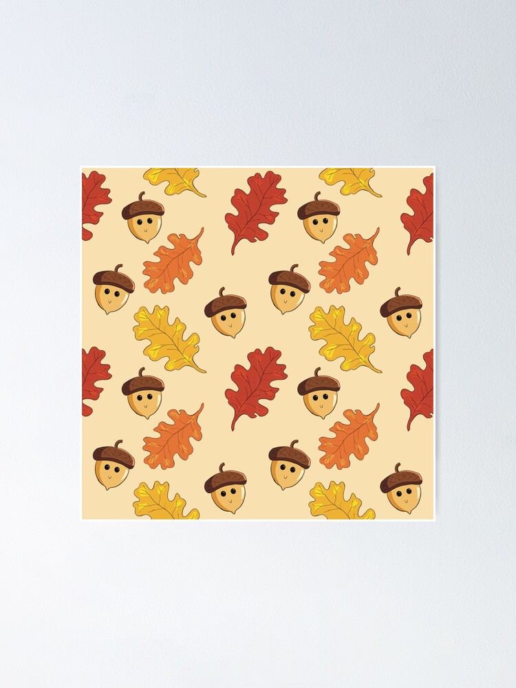 "Happy Acorn Pattern - light brown" Poster for Sale by allisonmjarvis ...