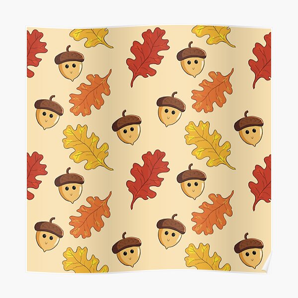 "Happy Acorn Pattern - light brown" Poster for Sale by allisonmjarvis ...