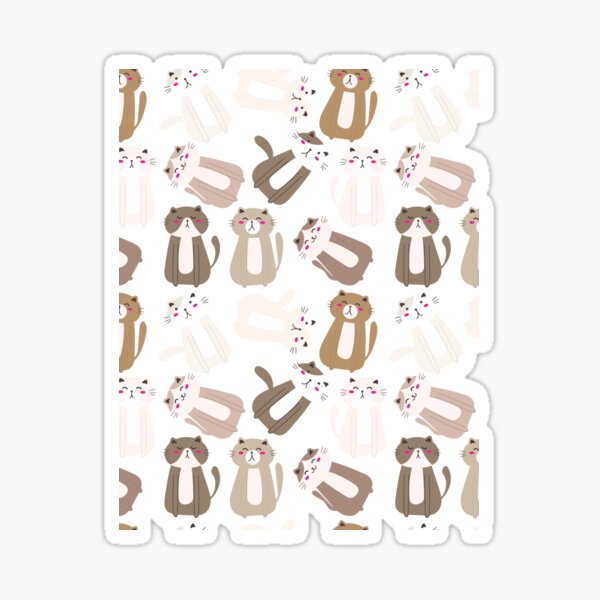 "Blushing Cat Pattern" Sticker for Sale by fluffyPawpet | Redbubble