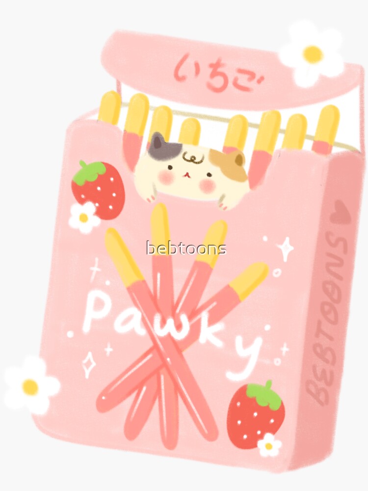 "Strawberry Pawky " Sticker for Sale by bebtoons | Redbubble