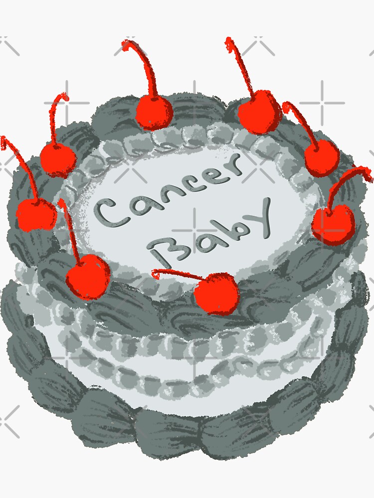 "Zodiac cake: Cancer baby (cherries on top cake)" Sticker for Sale by ...