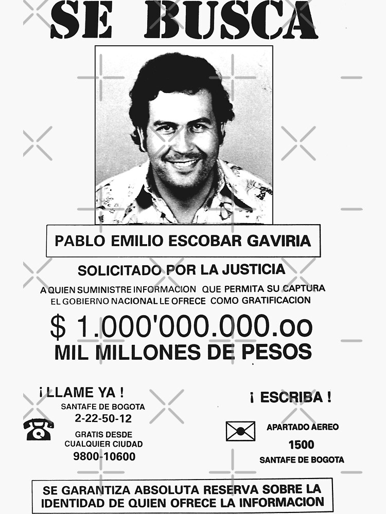 "Pablo Escobar Wanted" Sticker for Sale by PerulandiaStore | Redbubble