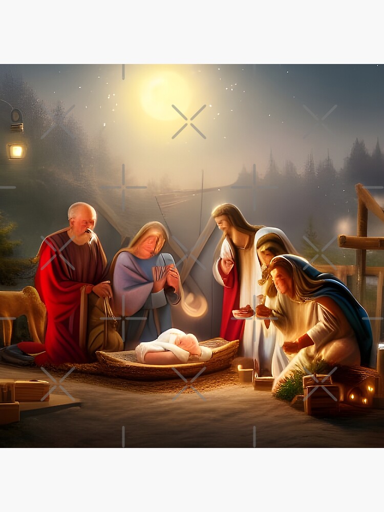 "Christmas nativity scene as imagined by an AI art generator" Art Print ...