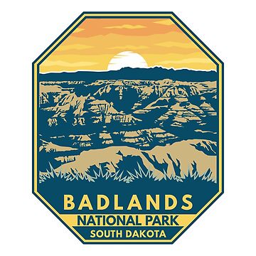 "Badlands National Park Sunset Retro Emblem" Sticker for Sale by ...