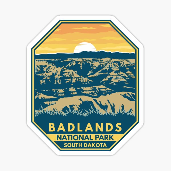 "Badlands National Park Sunset Retro Emblem" Sticker for Sale by ...
