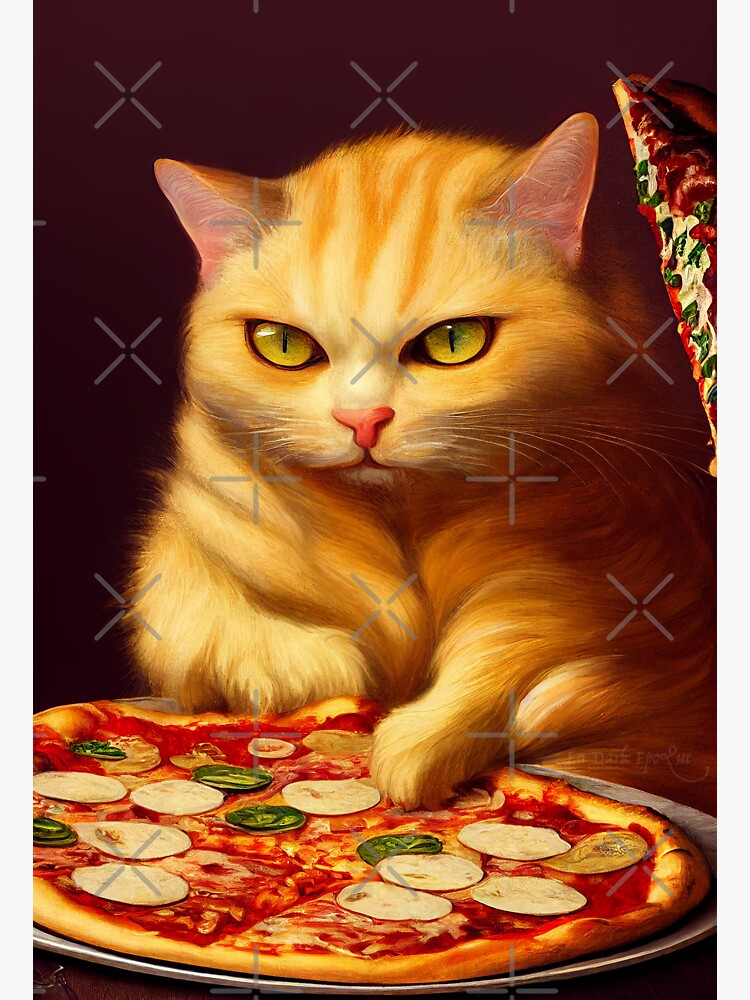 "Don't touch my pizza! Evil Cute Funny Cat with pizza" Sticker for Sale ...