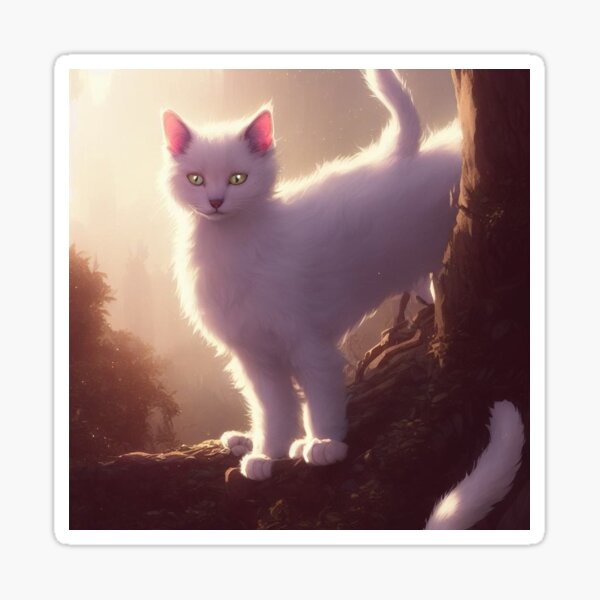 "Highly detailed furry white cat" Sticker for Sale by Mission-Cat ...