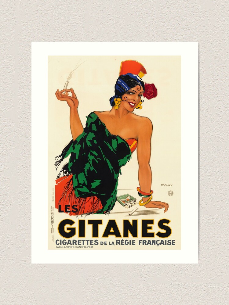 "LES GITANES CIGARETTES 1931 French Art Deco Poster by Dransy " Art ...