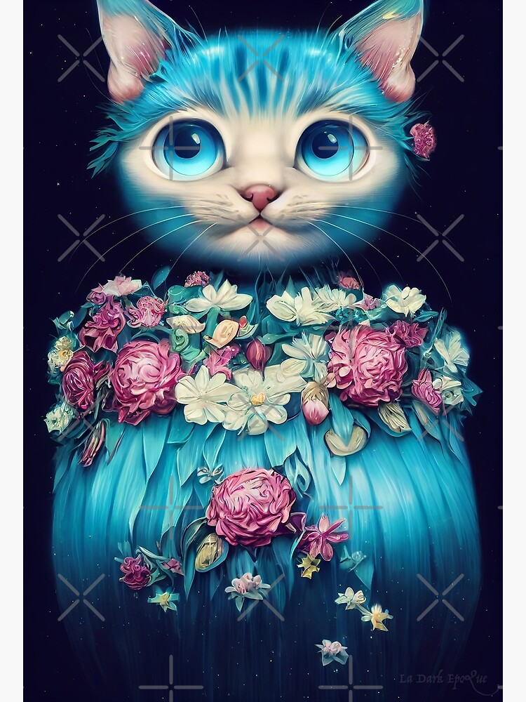 "Beautiful cute turquoise cat with flowers" Poster for Sale by ...