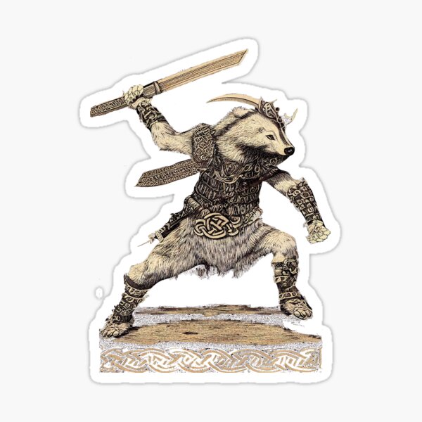 "Mighty Badger Warrior" Sticker for Sale by TheSamuraiCat | Redbubble