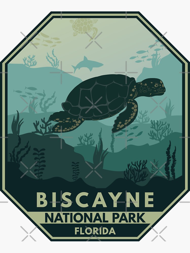 "Biscayne National Park Turtle Retro Emblem" Sticker for Sale by ...