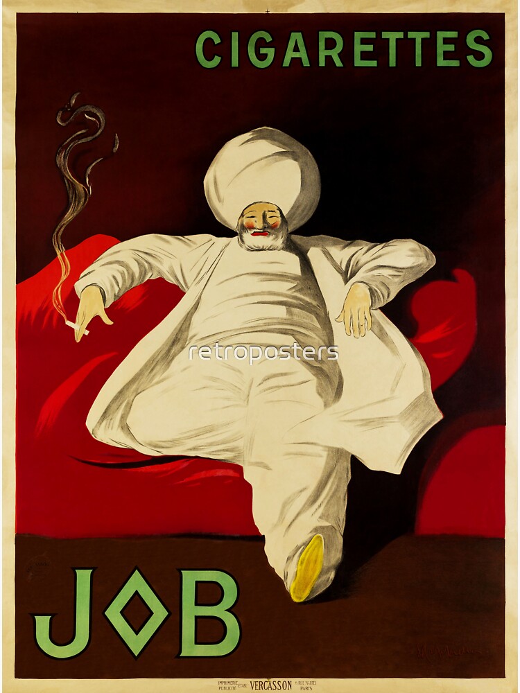 "CIGARETTES JOB Rolling Paper 1933 Vintage French Art Deco Poster by ...