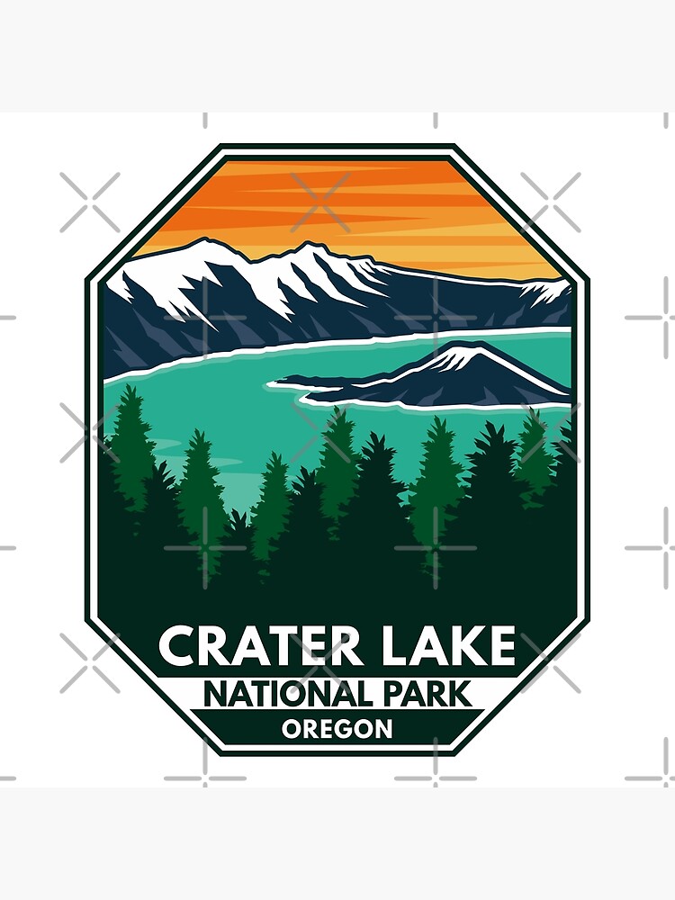 "Crater Lake National Park Sunset Retro Emblem" Poster for Sale by ...