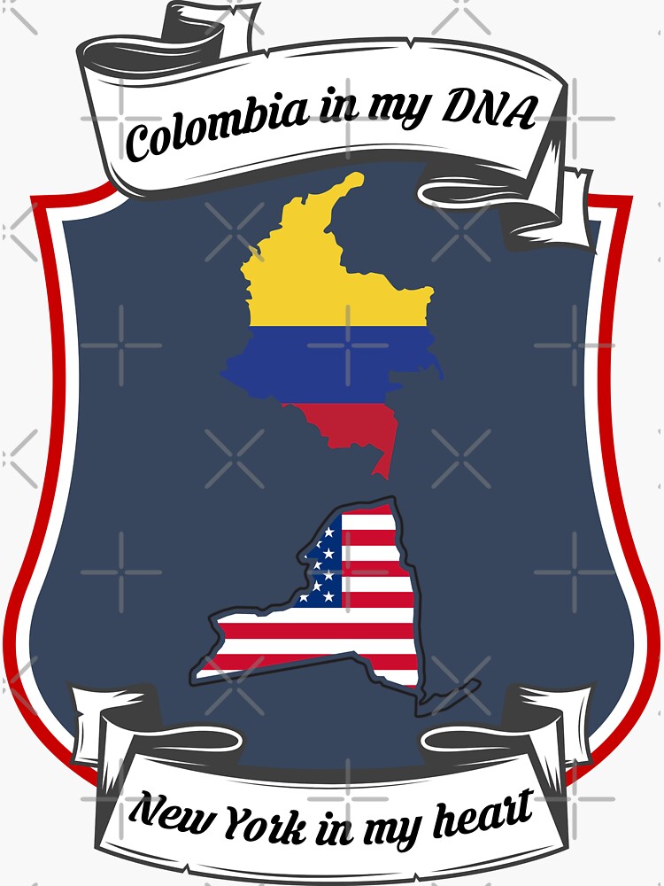 "Colombia in my DNA, New York in my heart Heritage" Sticker for Sale by ...