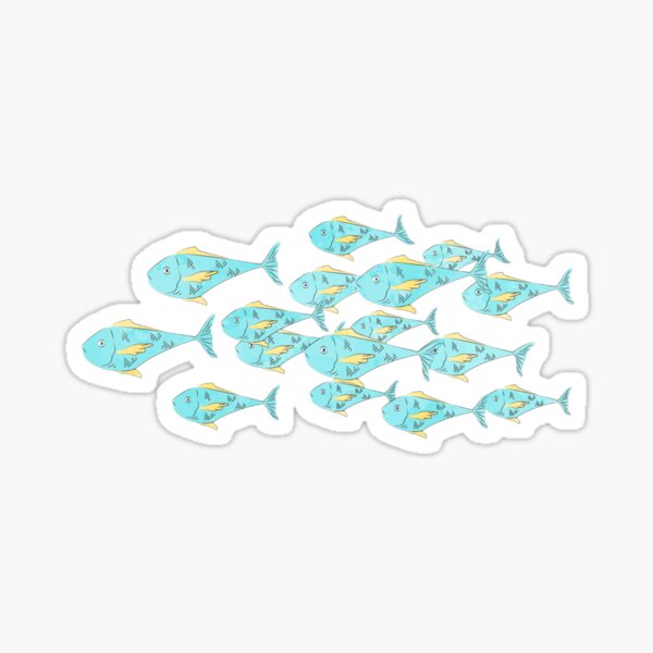 "Swimming blue fishes" Sticker for Sale by bouliza | Redbubble