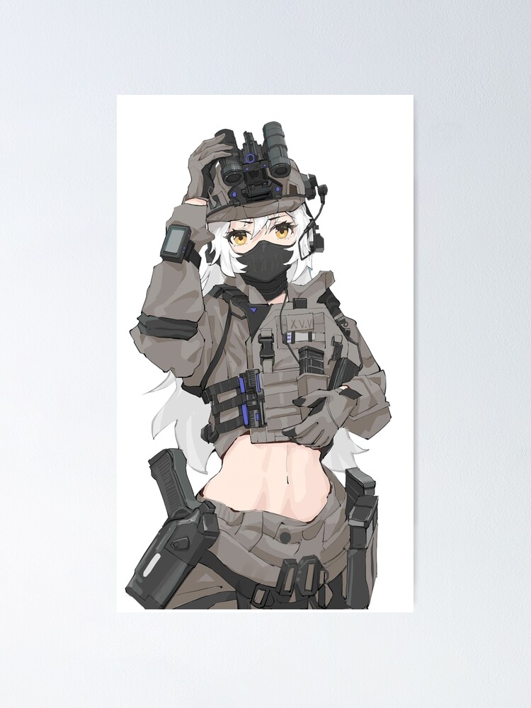 "Military Anime Girl" Poster for Sale by kittiescuties | Redbubble