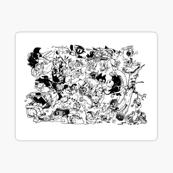 "Inktober 2022 Illustrated Character Collage" Sticker for Sale by ...
