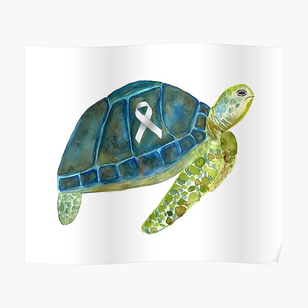 "Sea turtle raising awareness for lung cancer" Poster for Sale by ...