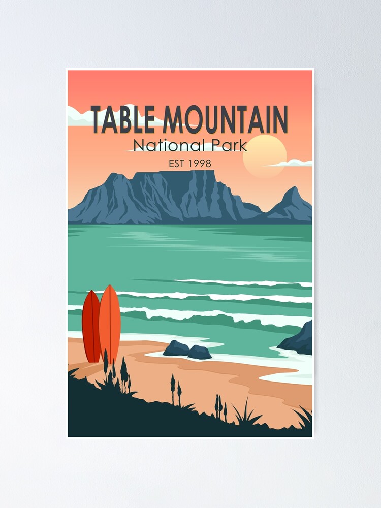 "Table Mountain National Park South Africa Vintage" Poster for Sale by ...