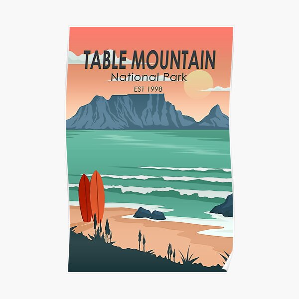 "Table Mountain National Park South Africa Vintage" Poster for Sale by ...