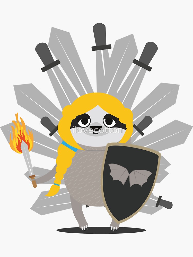 "Medieval Sloth Queen with swords fantasy-Design" Sticker for Sale by ...