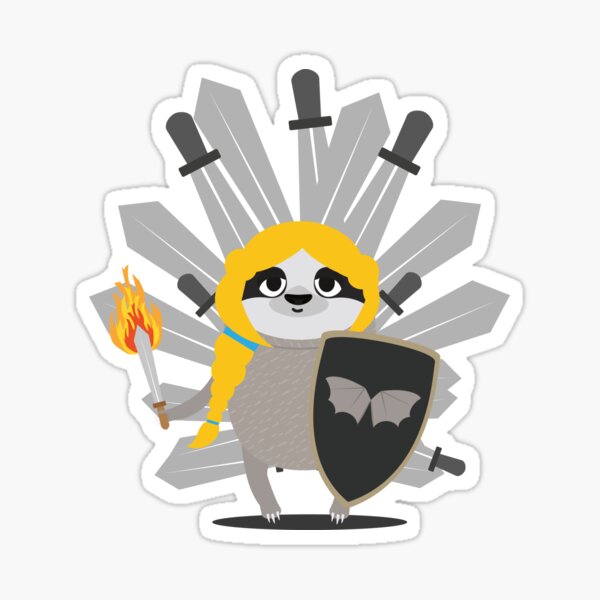 "Medieval Sloth Queen with swords fantasy-Design" Sticker for Sale by ...