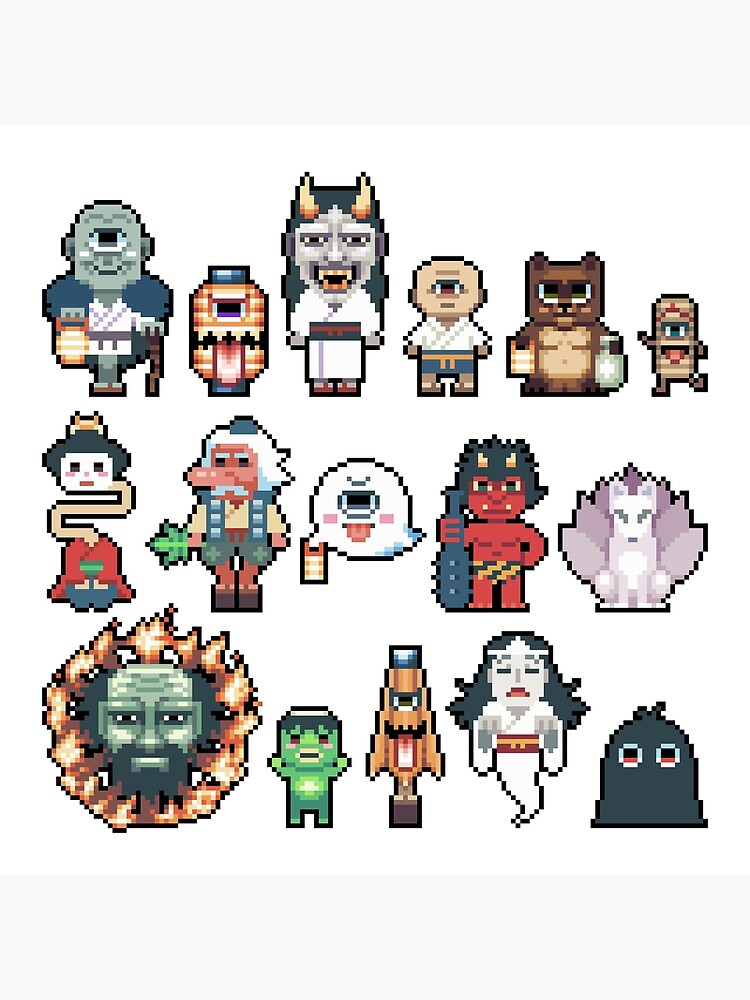 "Pixel Yokai (Ghosts, Monsters, Spirits)" Art Print for Sale by g-a-m-e ...