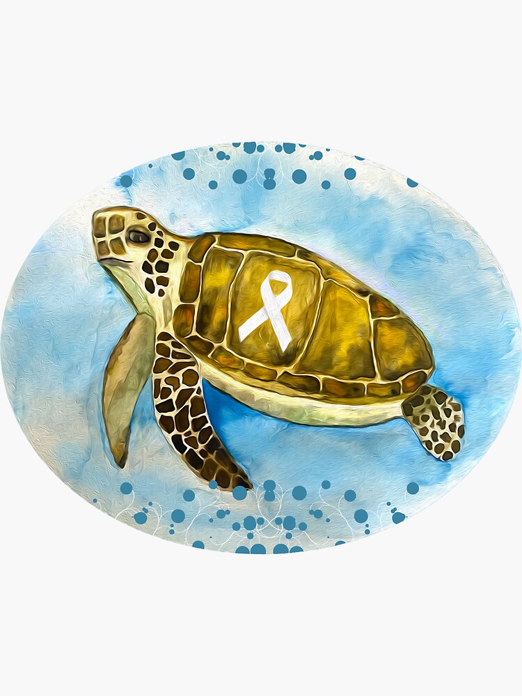 "Sea turtle spreading awareness for lung cancer" Sticker for Sale by ...
