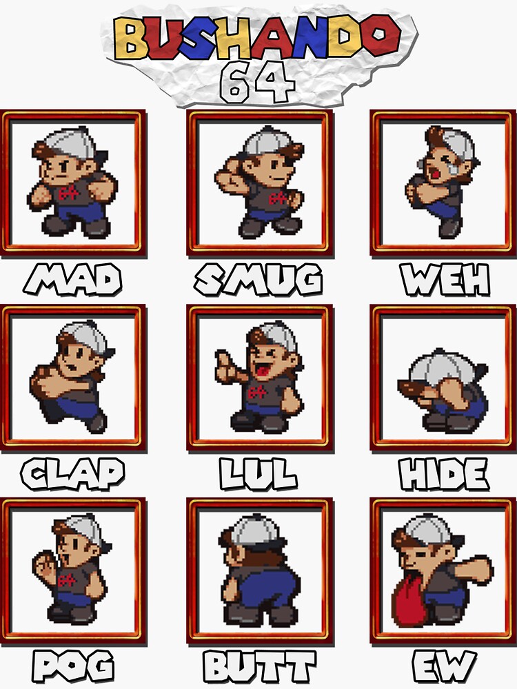 "Know Your (Retro) Emotes" Sticker for Sale by Bushando64DD | Redbubble