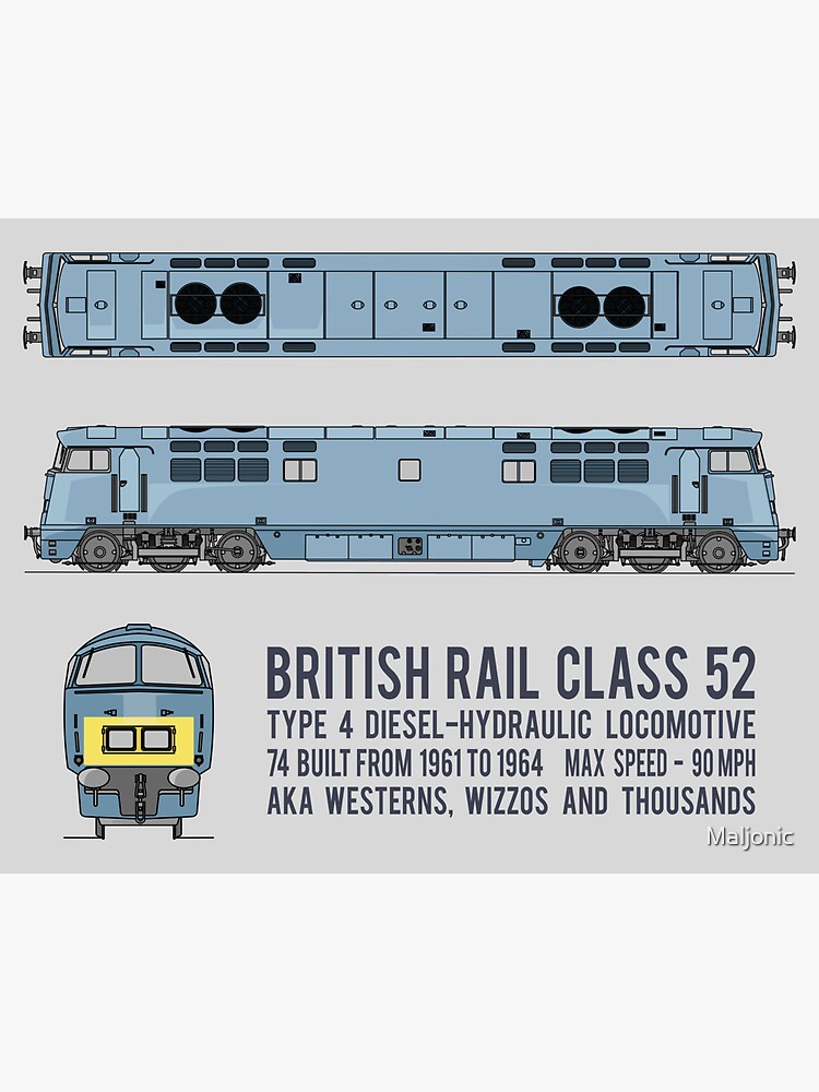 "British Rail Class 52 Western Wizzo Locomotive Diagrams Gift" Sticker for Sale by Maljonic ...
