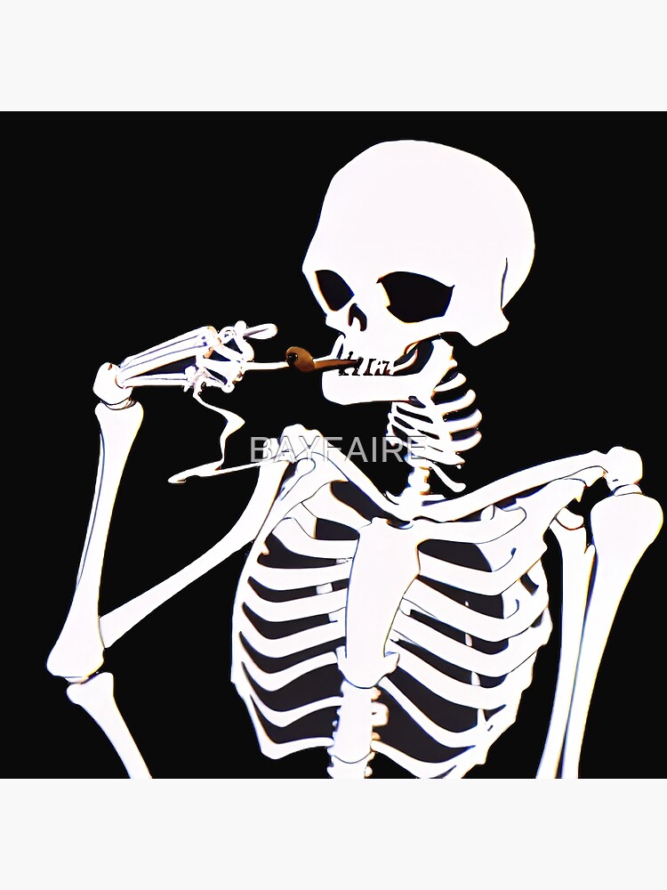 "Skeleton Smoking Cigar Sticker" Poster for Sale by BAYFAIRE | Redbubble