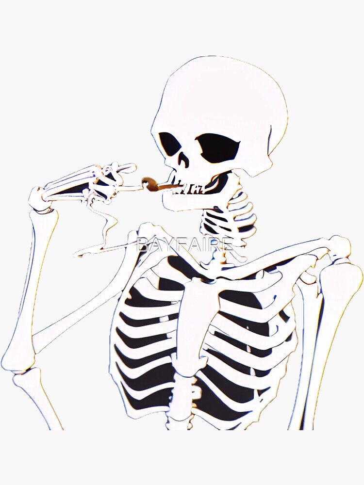 "Skeleton Smoking Cigar Sticker" Sticker for Sale by BAYFAIRE | Redbubble