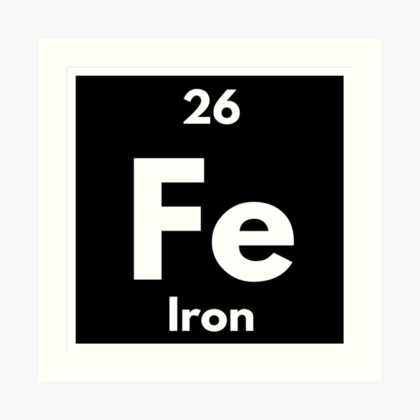 Lámina artística «Número de elemento de la tabla periódica 26 Fe Hierro ...