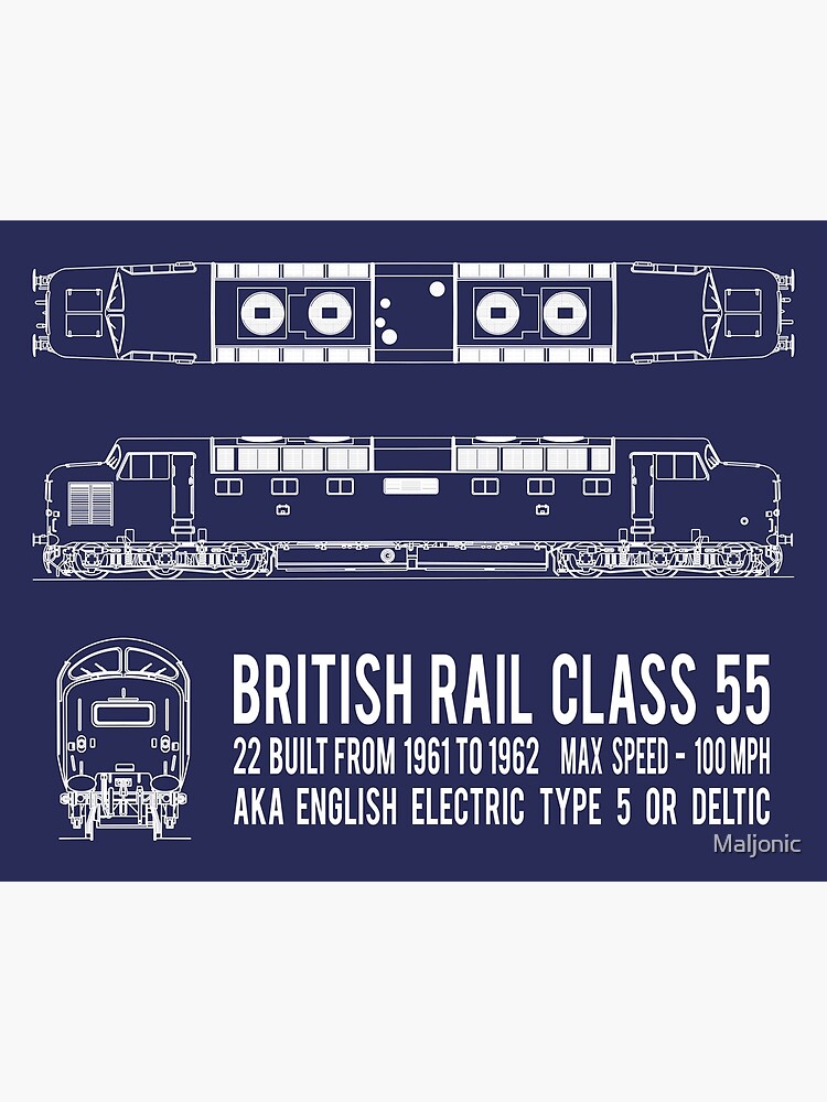 "British Rail Class 55 Deltic Train Locomotive Blueprint Diagrams Gift ...