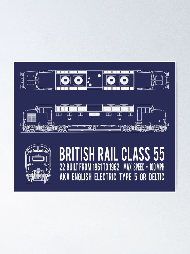 "British Rail Class 55 Deltic Train Locomotive Blueprint Diagrams Gift ...