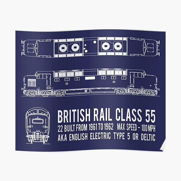 "British Rail Class 55 Deltic Train Locomotive Blueprint Diagrams Gift ...