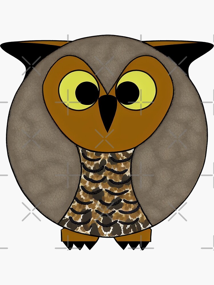 "A cartoonish round great horned owl III" Sticker for Sale by BrachiaST ...