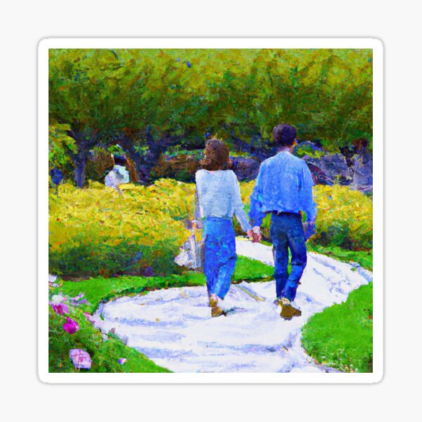 "Man and Woman Walking Together in Love" Sticker for Sale by ...