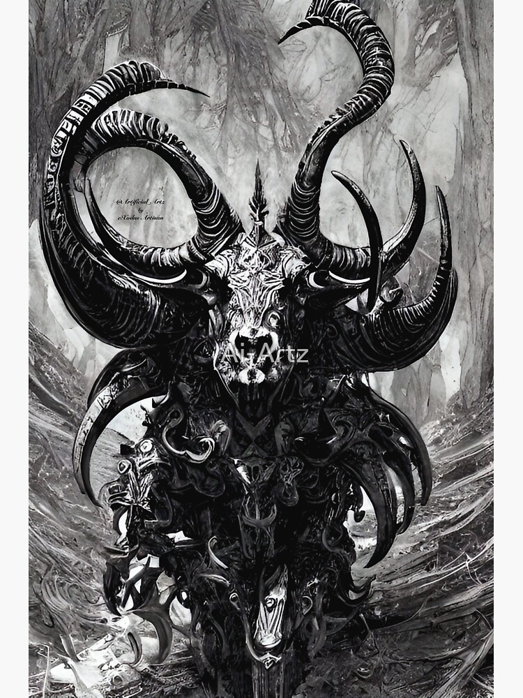 "Iron Demonic Ram Skelton " Sticker for Sale by Ai-Artz | Redbubble