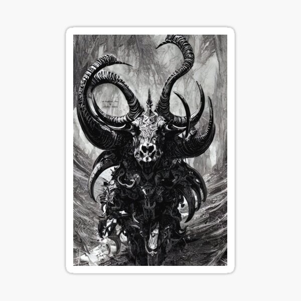 "Iron Demonic Ram Skelton " Sticker for Sale by Ai-Artz | Redbubble
