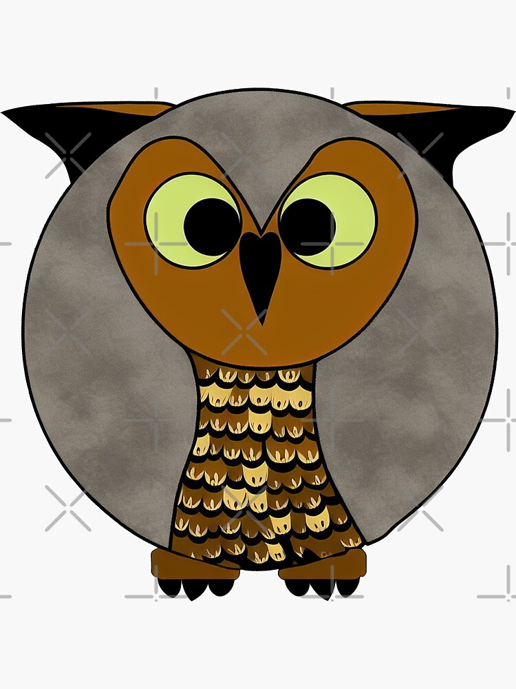 "A cartoonish round great horned owl VI" Sticker for Sale by BrachiaST ...