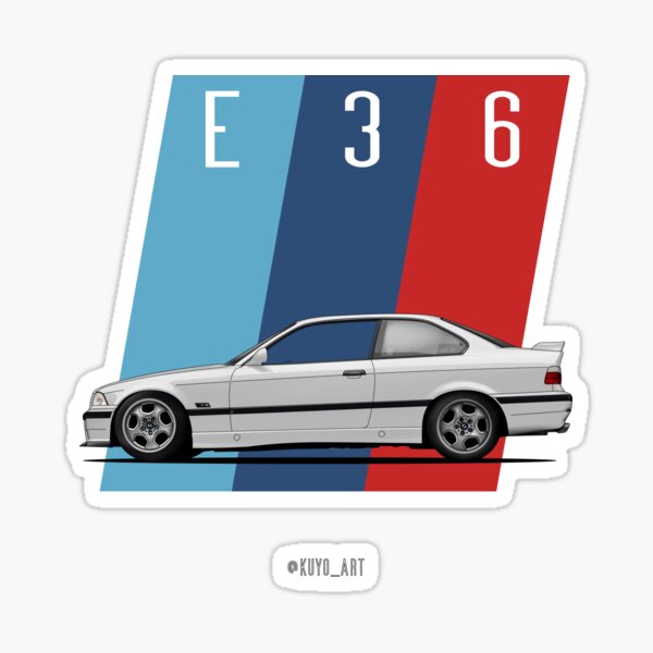 "M3 E36 Motorsport Alpine White" Sticker for Sale by kuyoart | Redbubble