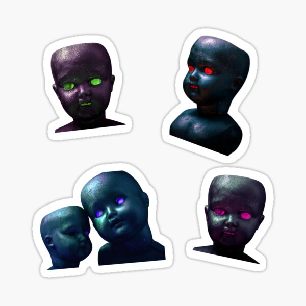 "Creepy Doll Heads with Glowing Eyes" Sticker for Sale by BluenoseArt ...