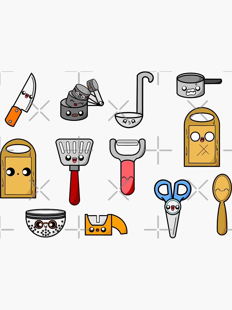 "Cute Cartoon Kitchen Tools|| Sticker Pack || Kawai" Sticker for Sale ...