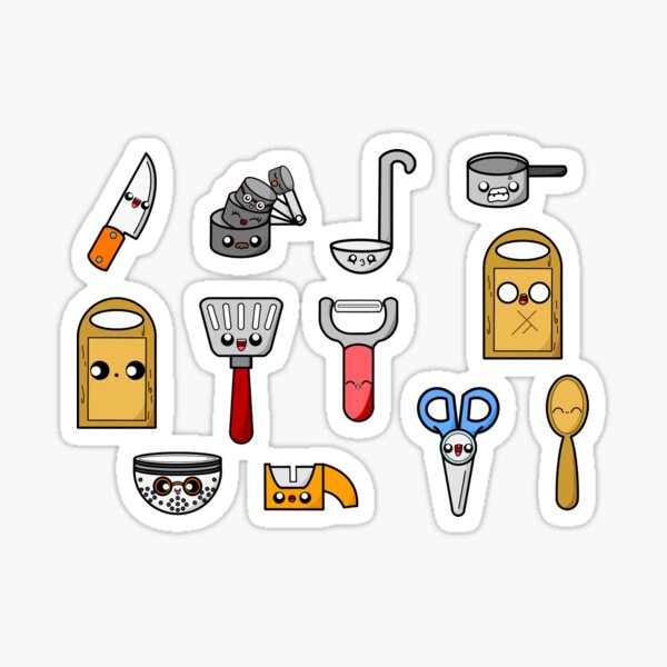"Cute Cartoon Kitchen Tools|| Sticker Pack || Kawai" Sticker for Sale by cookingwithten | Redbubble