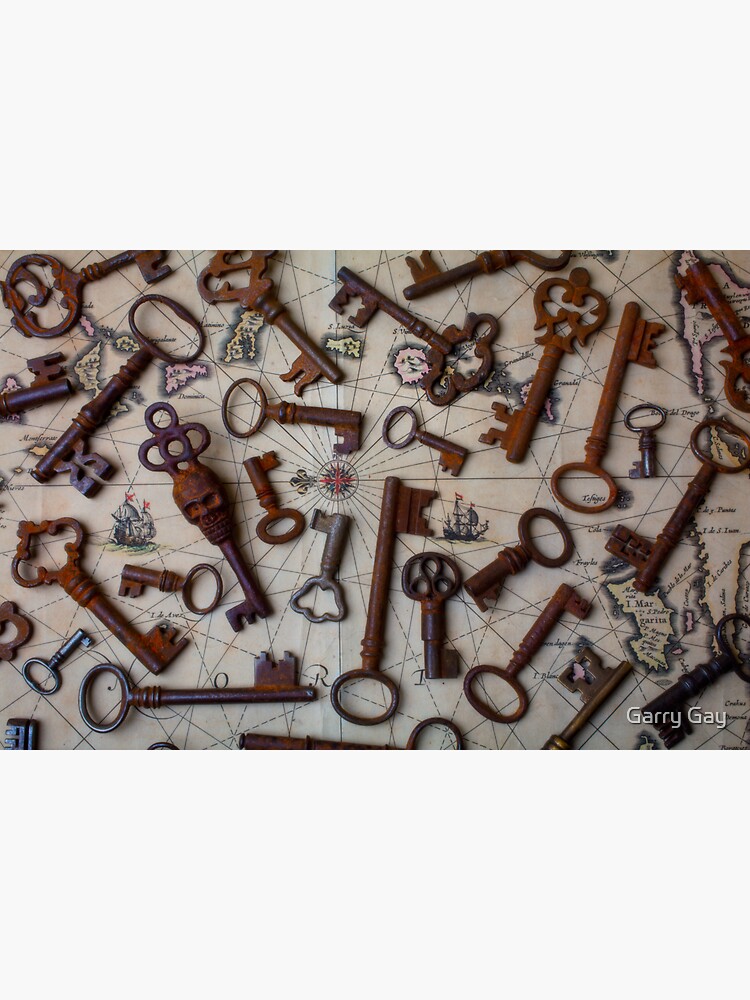 "Skeleton Keys On Old Pirate Map" Sticker for Sale by photogarry ...