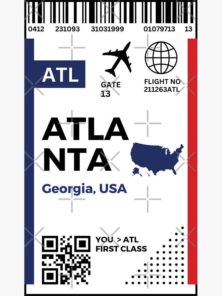 "Atlanta Flight Ticket Boarding Pass Travel" Sticker for Sale by ...