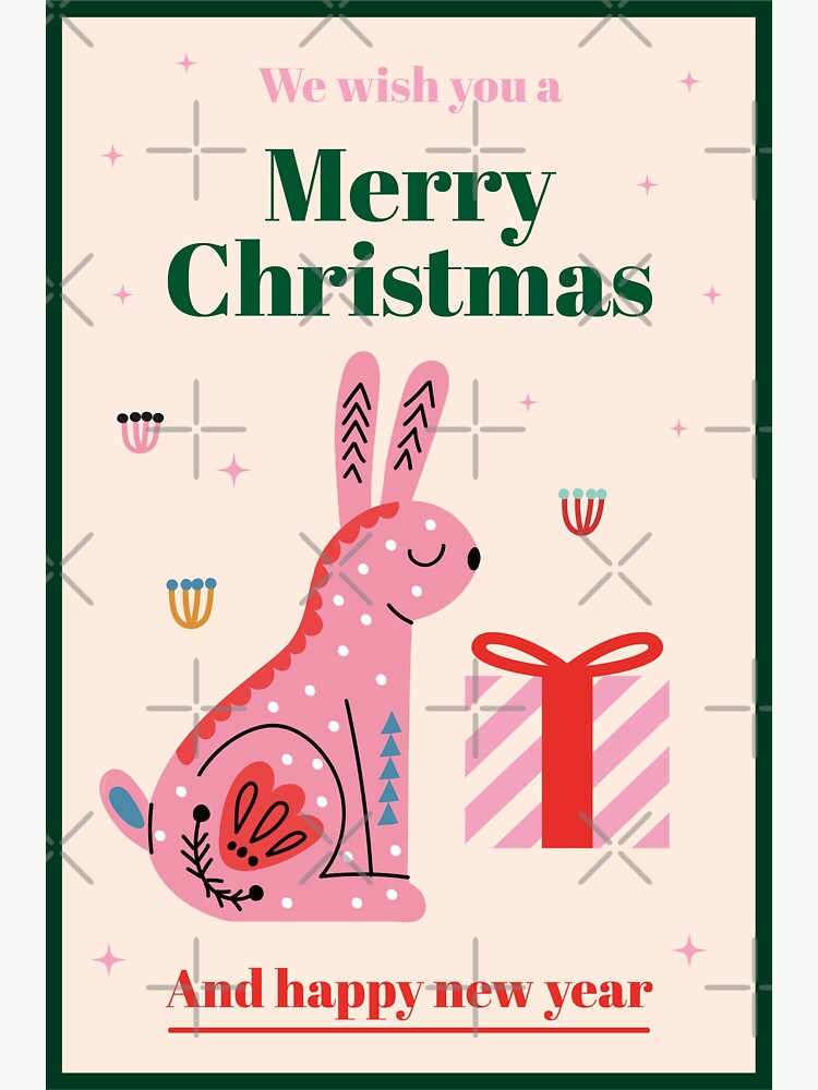 "Christmas Rabbit Wish Card" Sticker for Sale by anotherkali | Redbubble